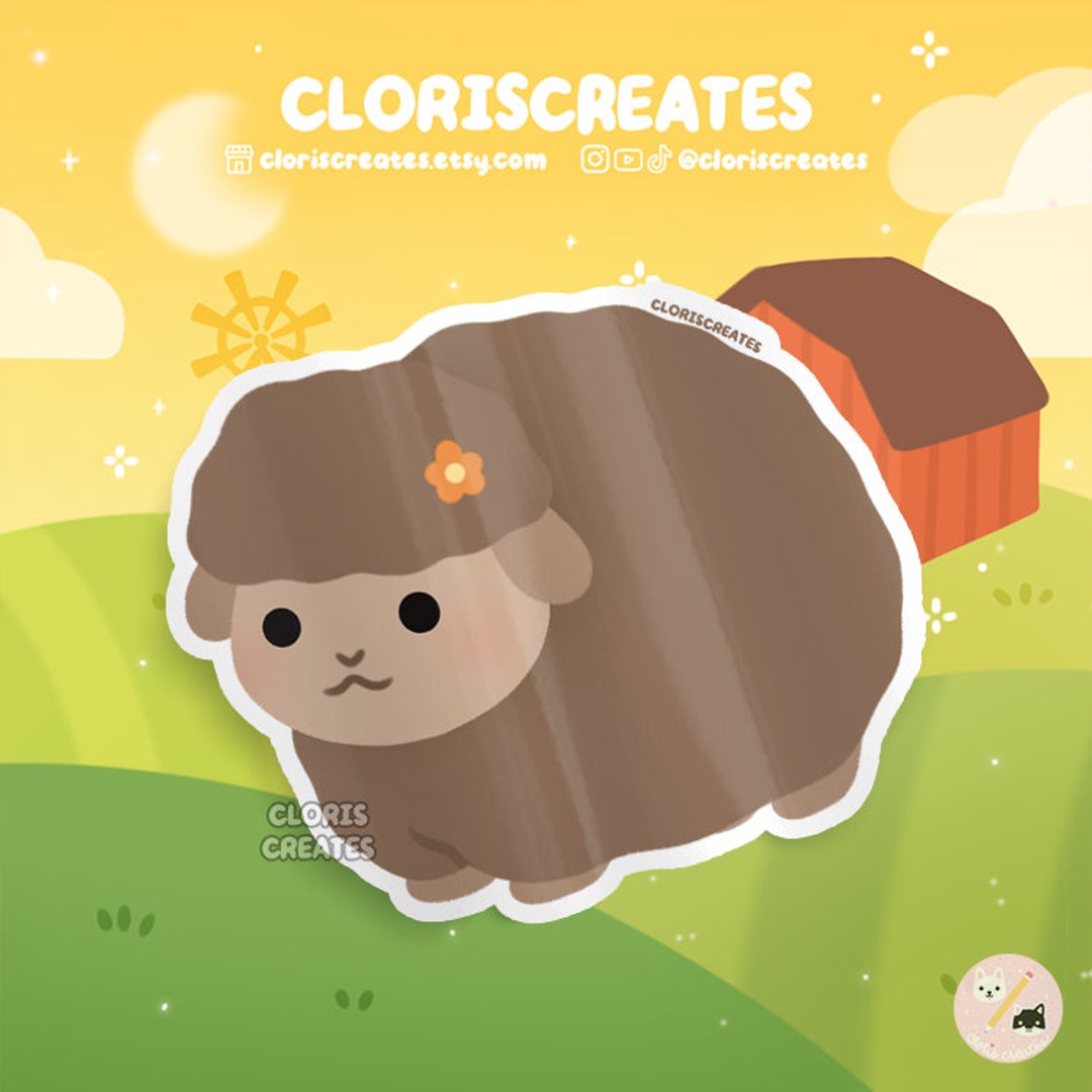 Brown Fluffy Sheep Aries Lamb Waterproof Vinyl Sticker | Kawaii Chibi ...