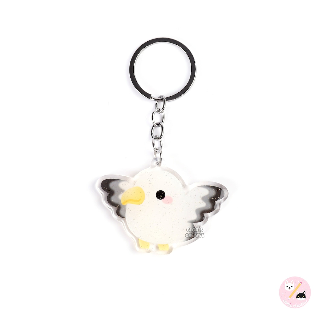 Seagull Acrylic Glitter Keychain | Kawaii Chibi Wild Seabird Gull ...