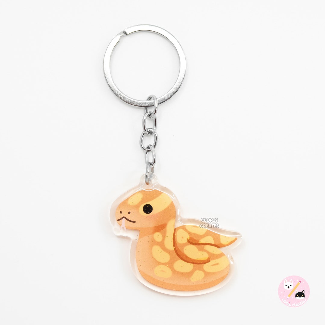 Caramel Ball Python Acrylic Snake Keychain | Cartoon Kawaii Art Exotic ...