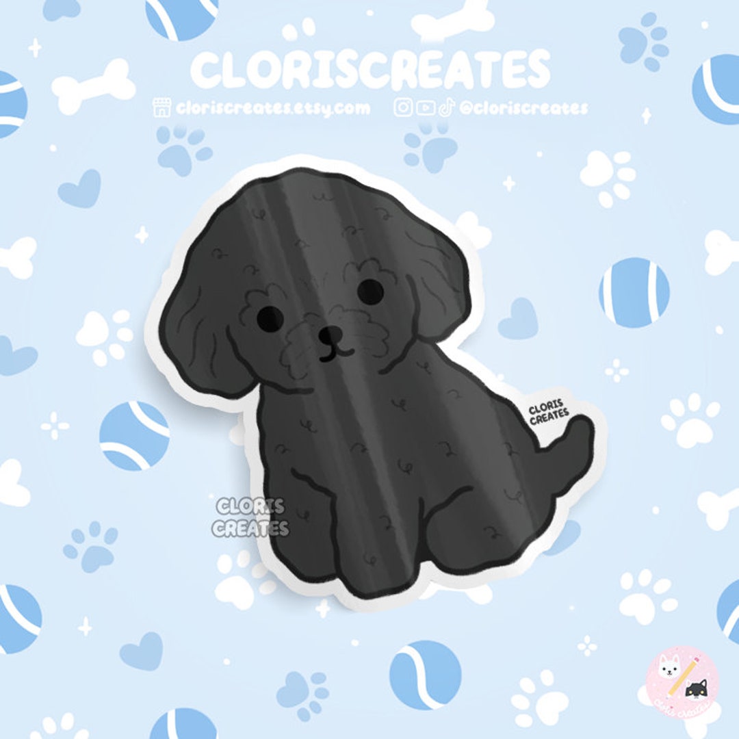 Black Mini Toy Poodle Dog Breed Waterproof Vinyl Sticker | Kawaii Chibi ...