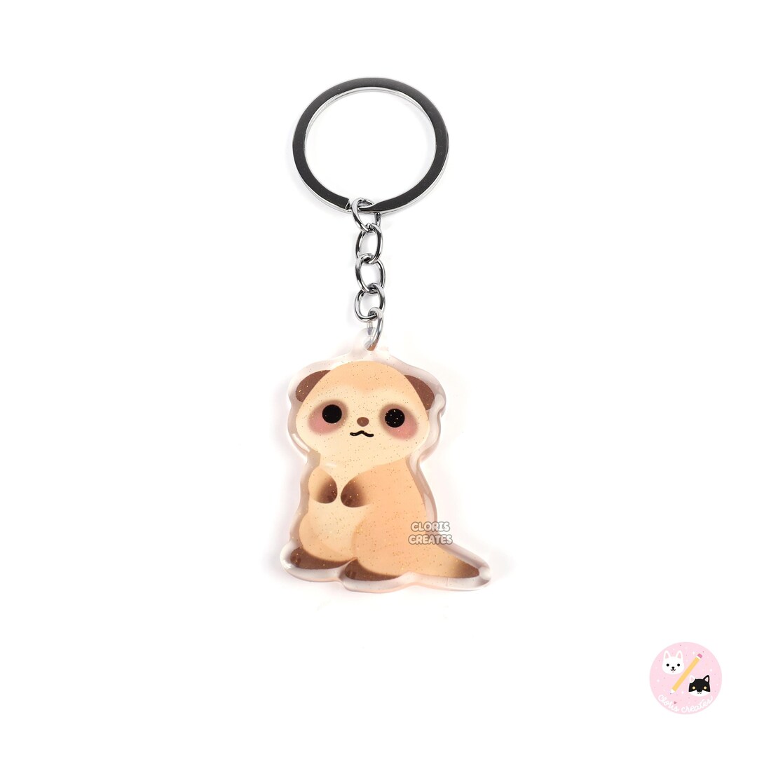 Meerkat Acrylic Glitter Keychain | Kawaii Chibi Wild Animal Mongoose ...