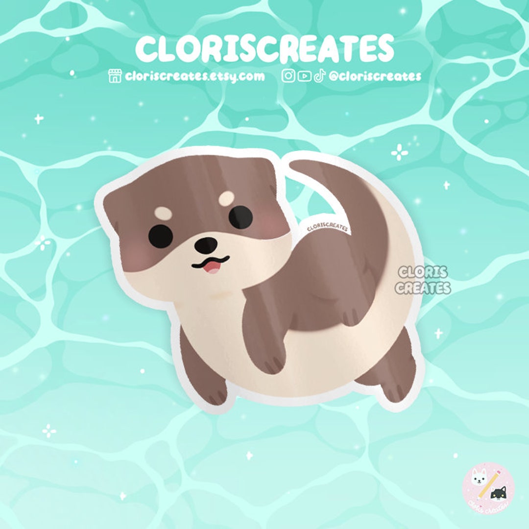 River Otter Waterproof Vinyl Sticker | Kawaii Chibi Art Marine Animal ...