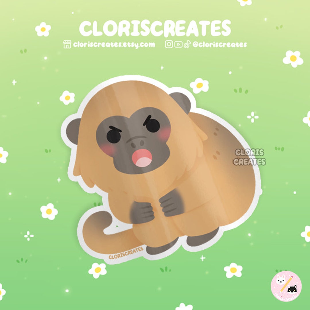 Howler Monkey Waterproof Vinyl Sticker | Kawaii Chibi Wild Primate ...