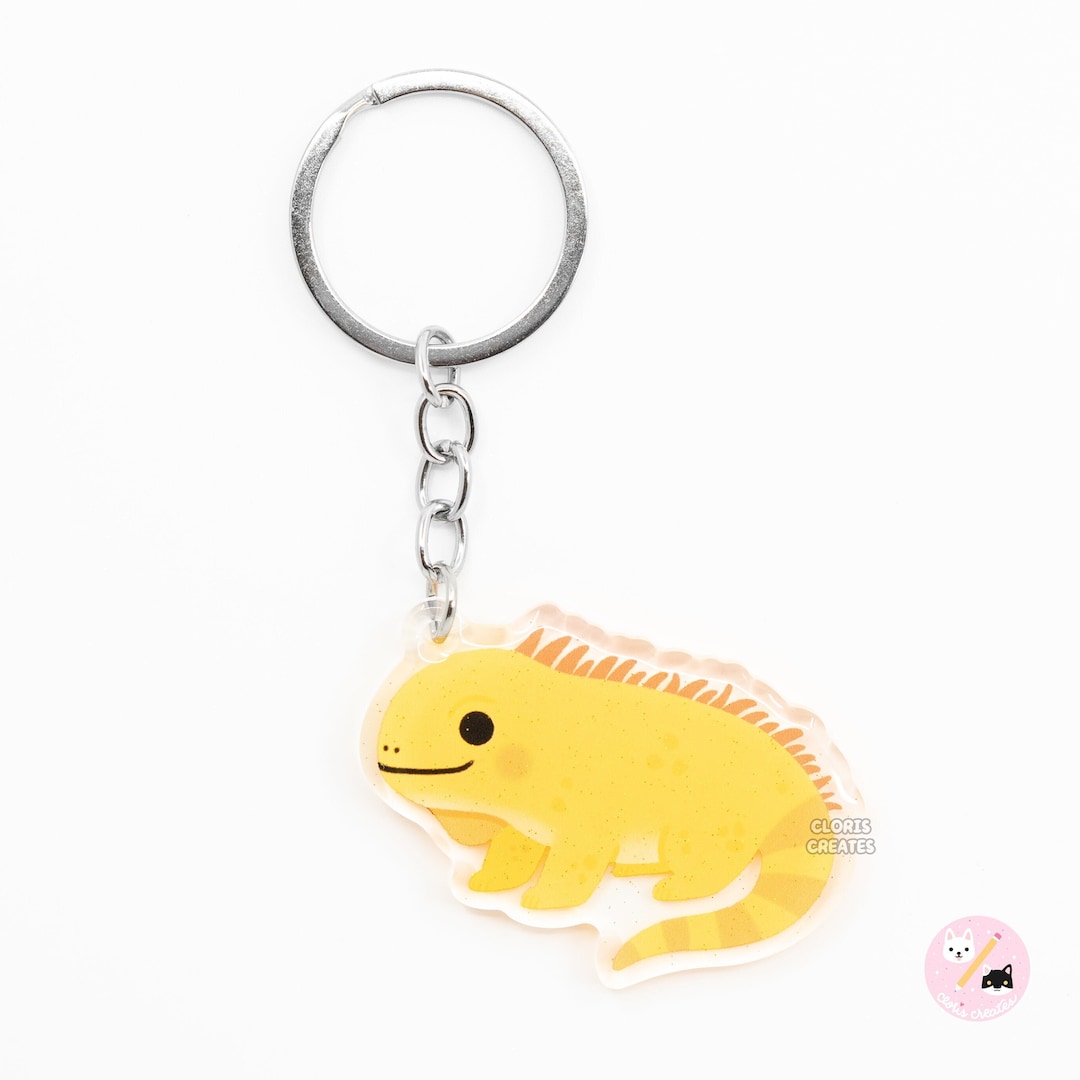 Yellow Iguana Acrylic Lizard Keychain | Cartoon Kawaii Art Exotic Pet ...