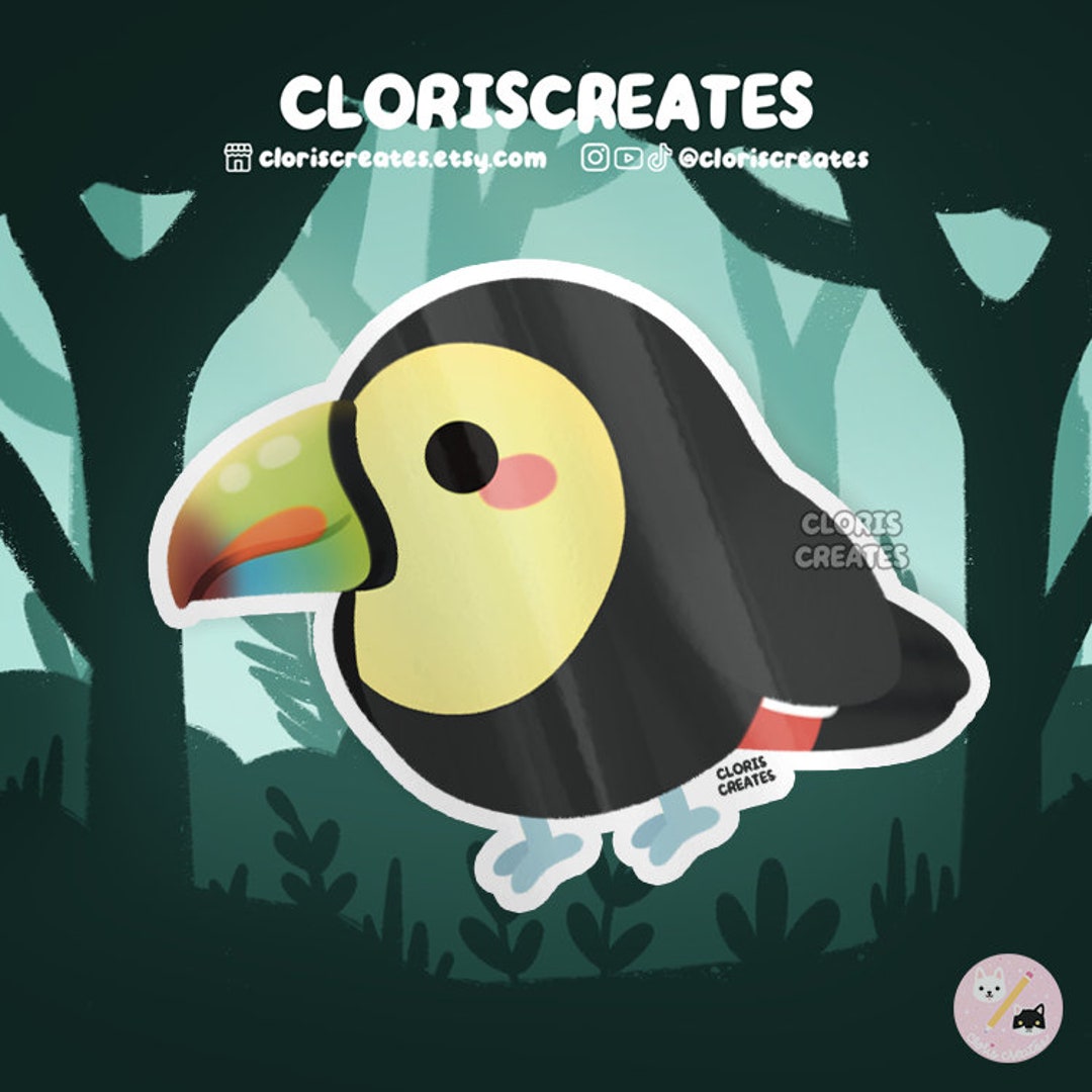 Keel Billed Toucan Bird Waterproof Vinyl Sticker | Kawaii Chibi Animal ...