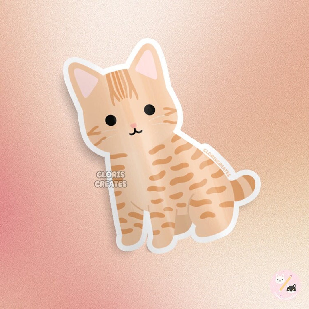 Orange Tabby American Bobtail Cat Waterproof Vinyl Sticker - Etsy