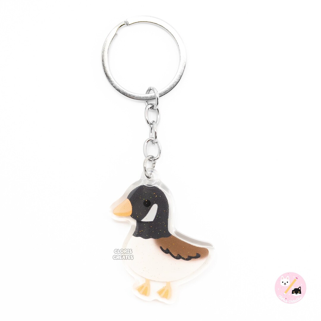 Canadian Goose Farm Animal Keychain | Cartoon Chibi Art Glitter Acrylic ...