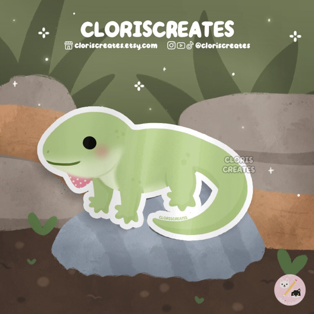 Anole Lizard Waterproof Vinyl Sticker | Kawaii Chibi Animal Lover Art ...