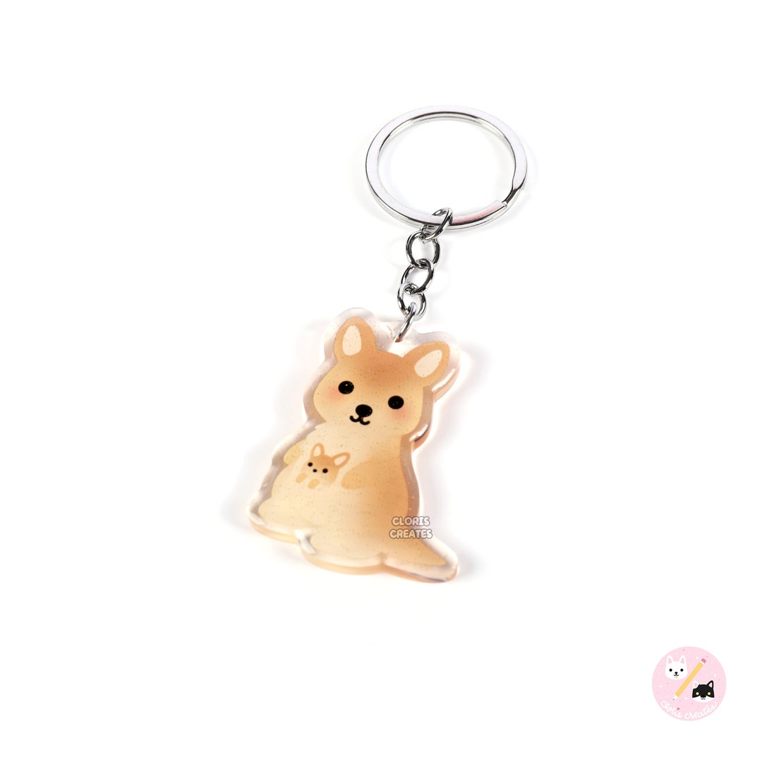 Kangaroo Joey Acrylic Glitter Keychain | Kawaii Chibi Wild Aussie ...
