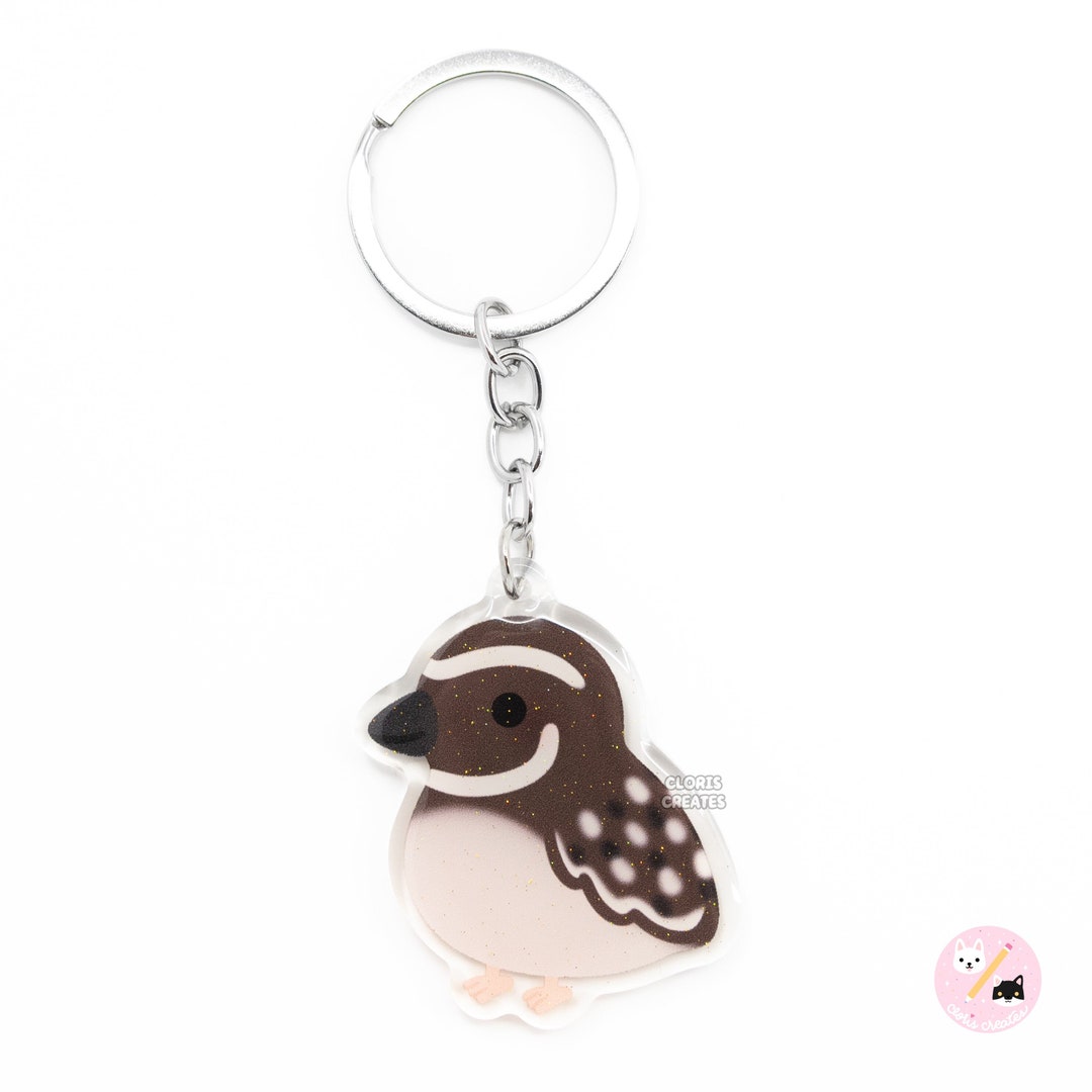 Japanese Quail Farm Animal Keychain | Cartoon Chibi Art Glitter Acrylic ...