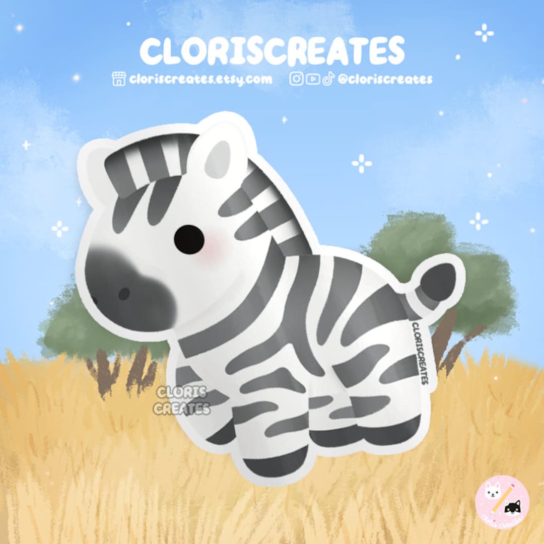 Zebra Waterproof Vinyl Sticker | Kawaii Chibi Animal Lover Art Laptop ...