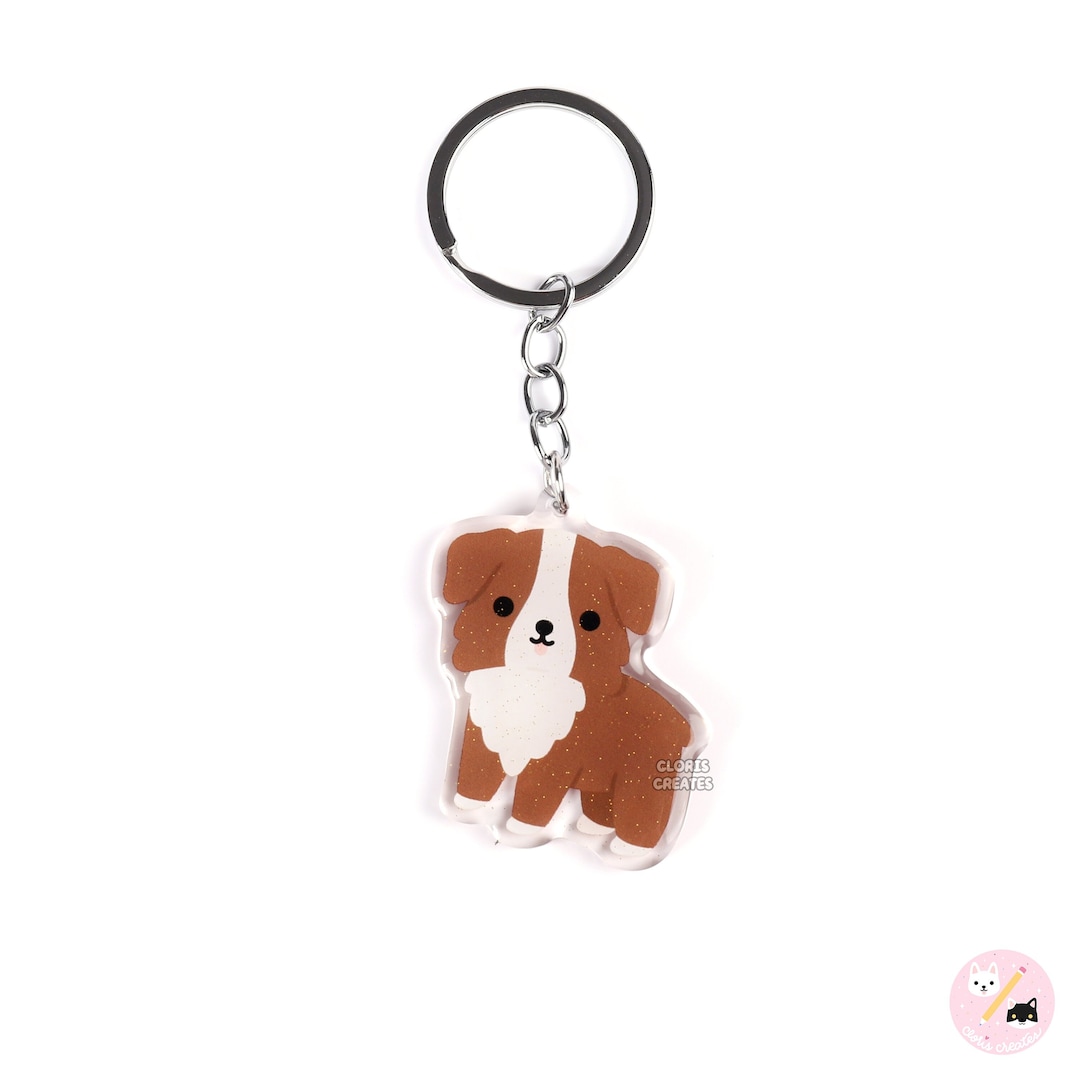Red Bicolor Australian Shepherd Aussie Acrylic Dog Keychain | Cartoon ...
