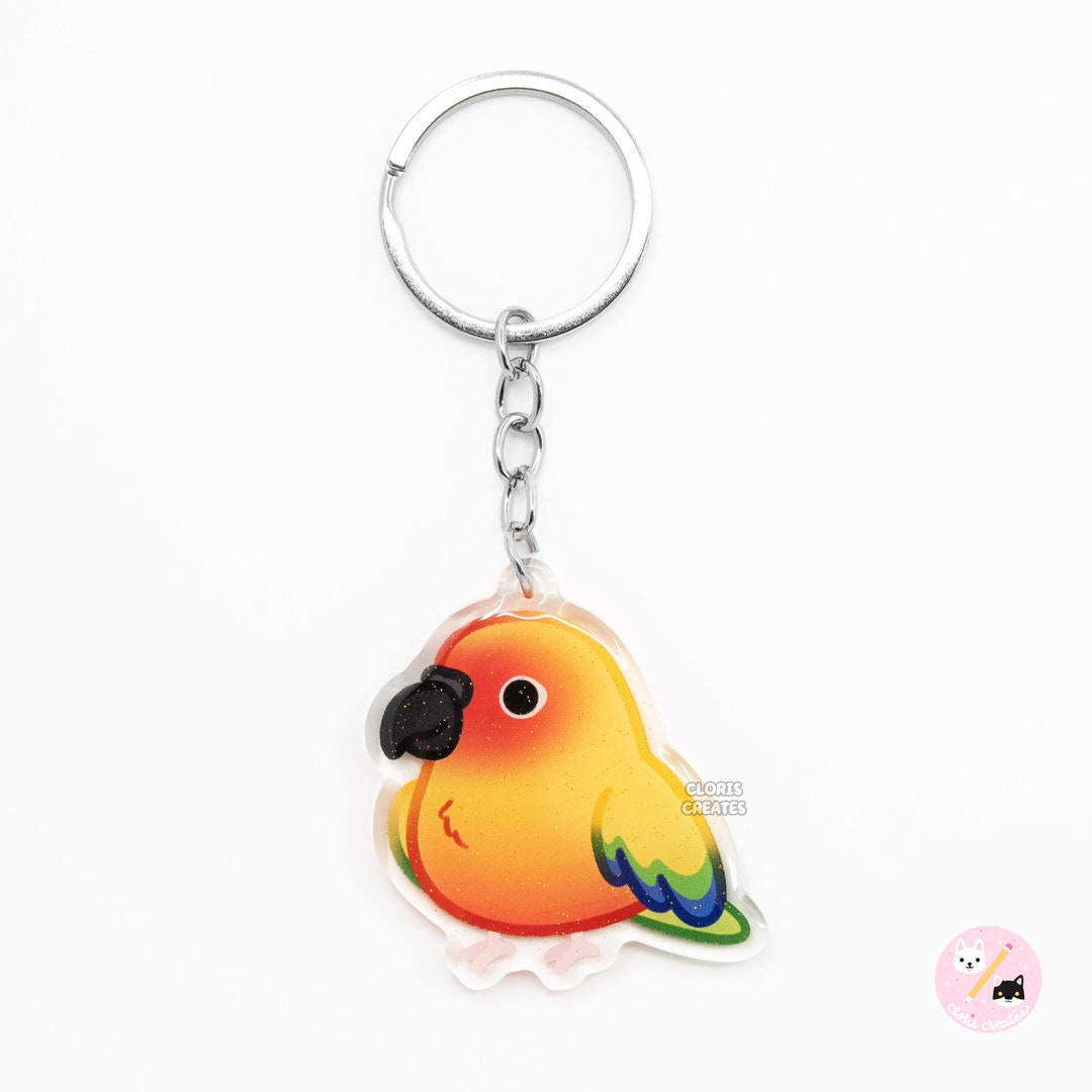 Sun Conure Acrylic Bird Breed Parakeet Keychain | Cartoon Kawaii Art ...