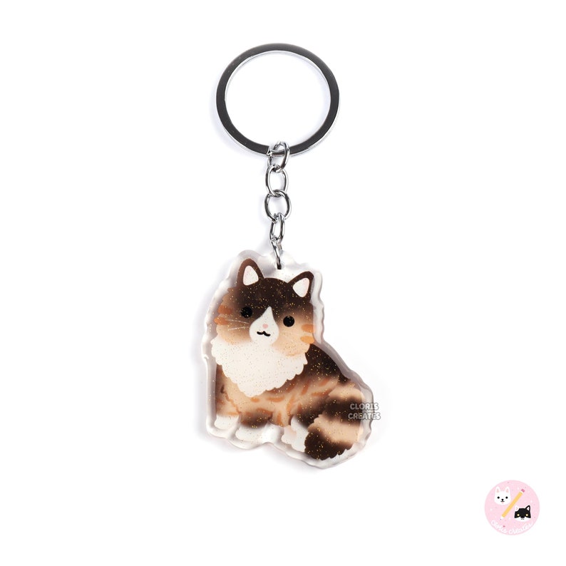 Tortico Longhaired (tortie Calico) Cat Acrylic Pet Breed Keychain ...