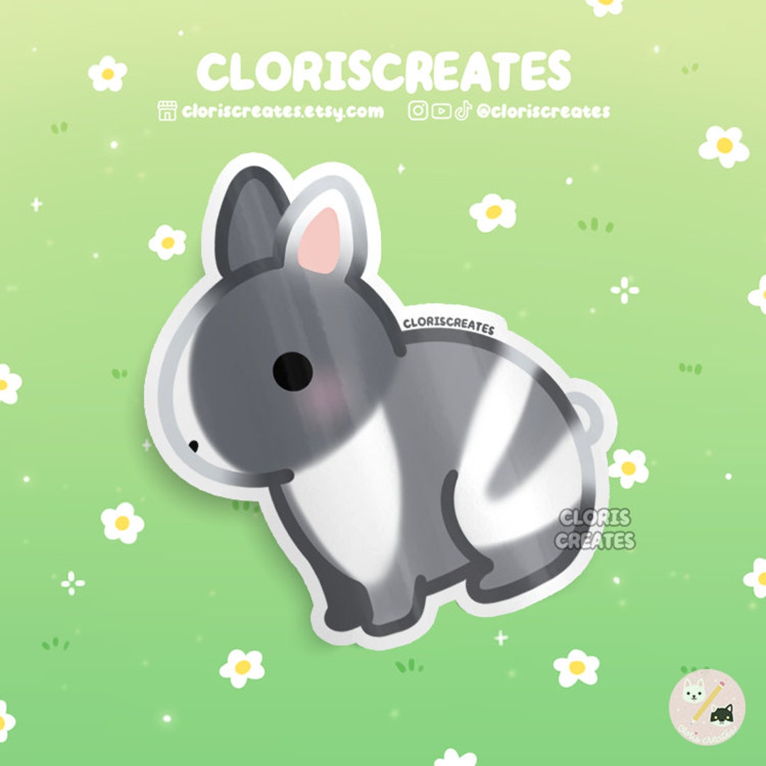 Magpie Netherland Dwarf Rabbit Waterproof Vinyl Sticker | Kawaii Chibi ...