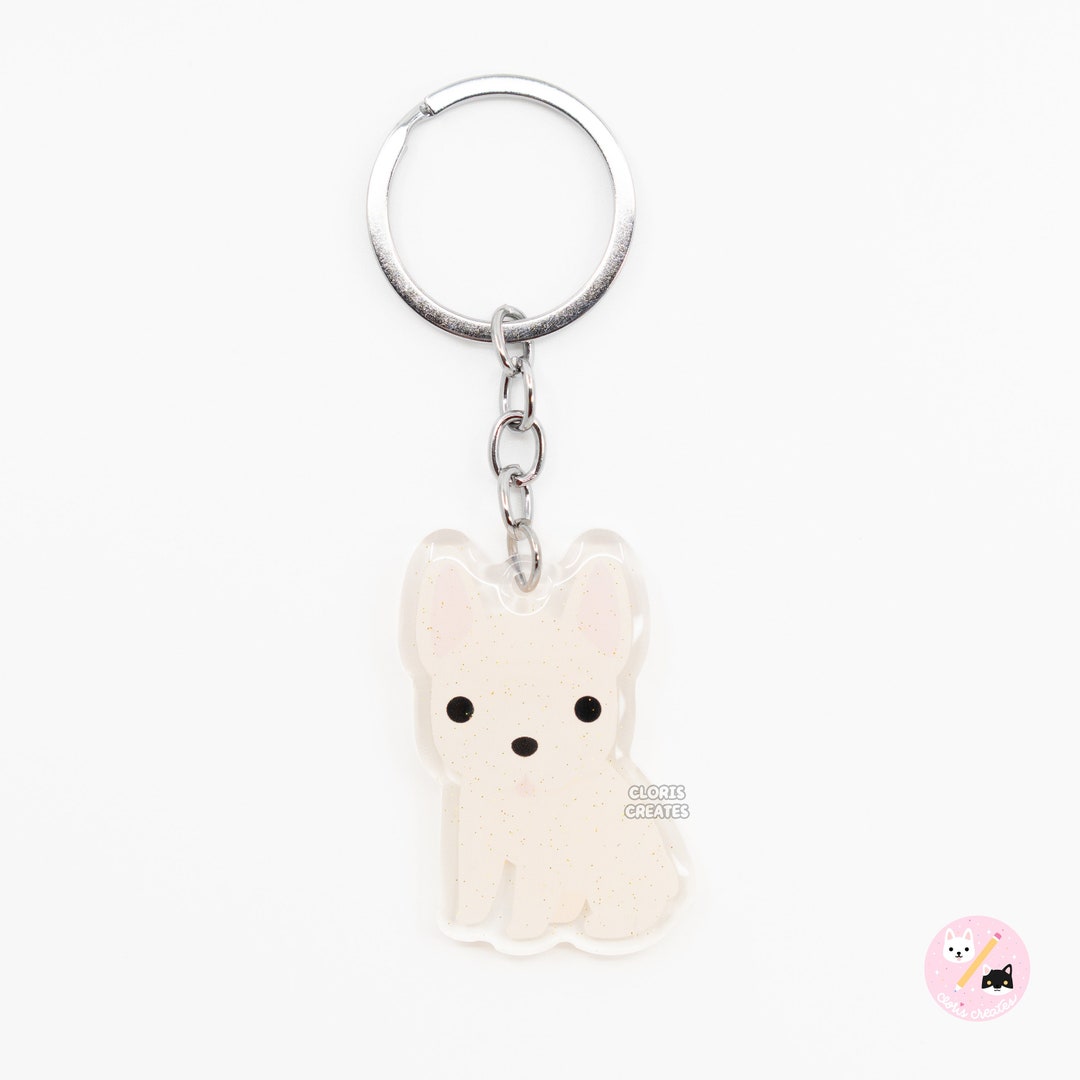 Cream French Bulldog Frenchie Acrylic Dog Breed Keychain | Cartoon ...