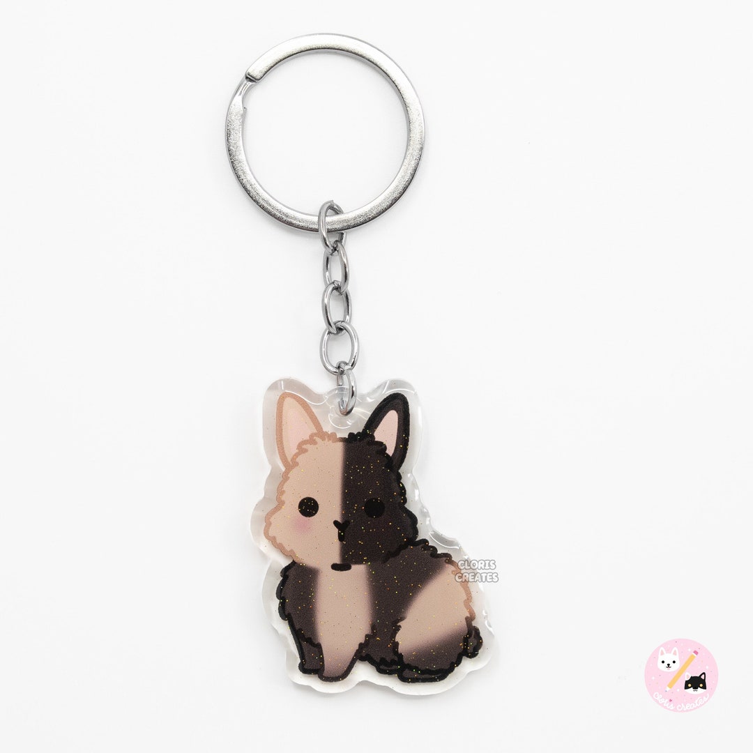 Harlequin Lionhead Rabbit Acrylic Pet Breed Keychain | Cartoon Kawaii ...