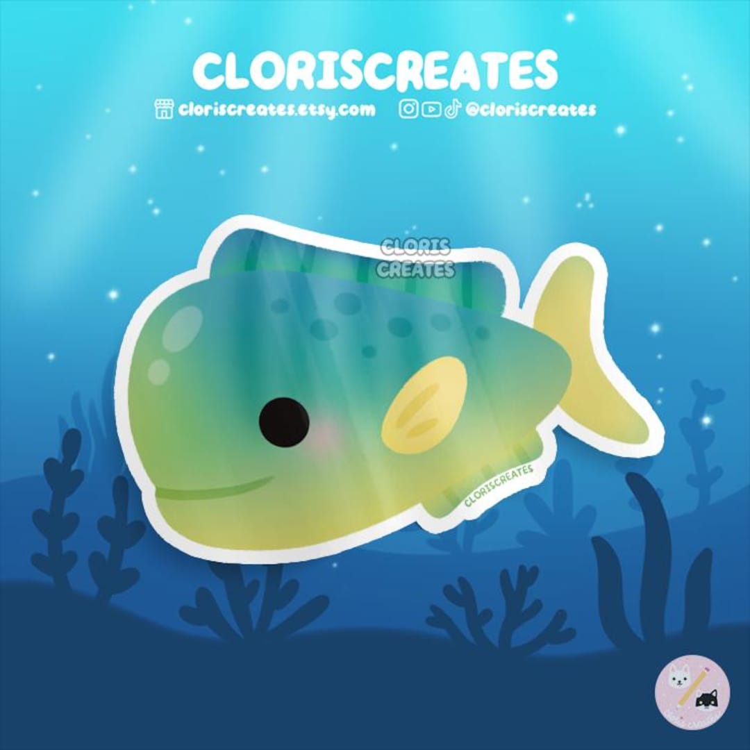Mahi Mahi Fish Waterproof Vinyl Sticker | Kawaii Marine Aquatic Animal ...
