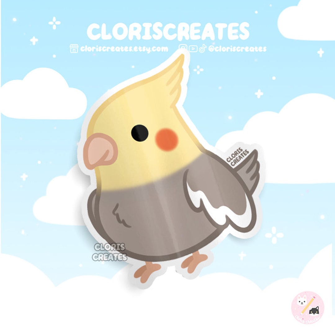Cinnamon Cockatiel Bird Breed Waterproof Vinyl Sticker | Kawaii Chibi ...