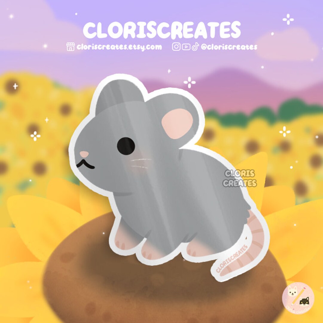 Gray Mouse Waterproof Vinyl Sticker | Kawaii Chibi Rodent Animal Lover ...