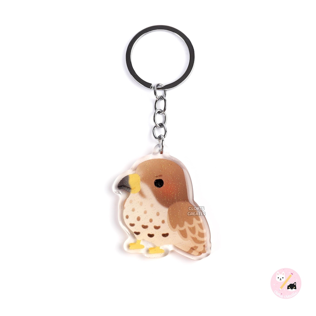 Prairie Falcon Acrylic Animal Keychain | Cartoon Chibi Raptor Art ...
