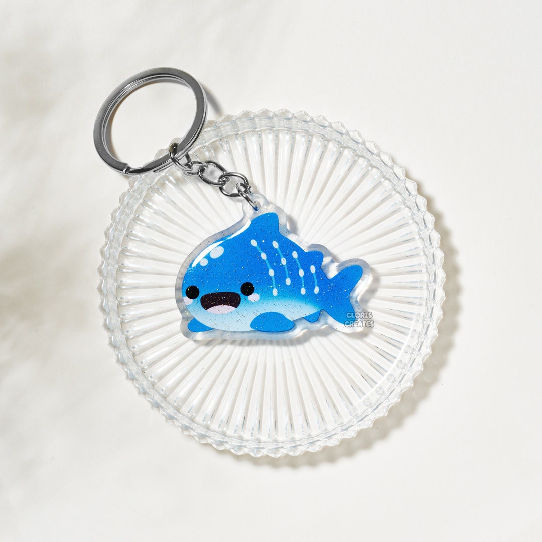 Whale Shark Acrylic Glitter Keychain Kawaii Chibi Marine - Etsy
