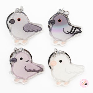 Ringnecked Dove Acrylic Bird Breed Keychain | Cartoon Kawaii Art Double ...