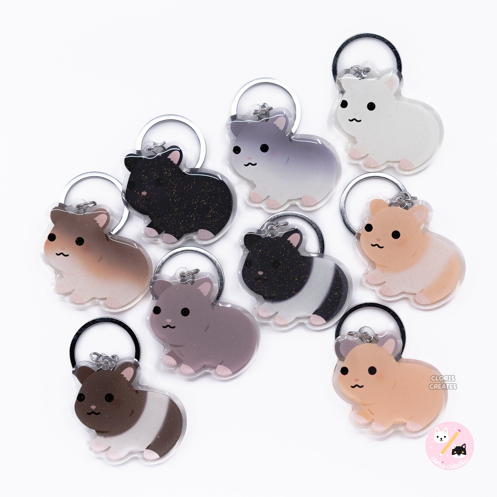 Gold Syrian Teddy Bear Hamster Acrylic Pet Breed Keychain | Cartoon ...