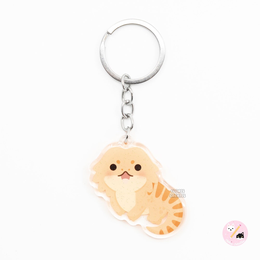 Brown Bearded Dragon Beardie Acrylic Lizard Keychain | Cartoon Kawaii ...