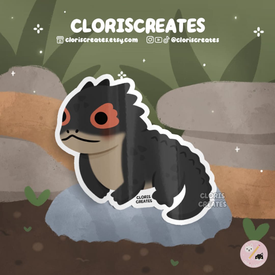 Crocodile Skink Lizard Waterproof Vinyl Sticker | Kawaii Chibi Animal ...
