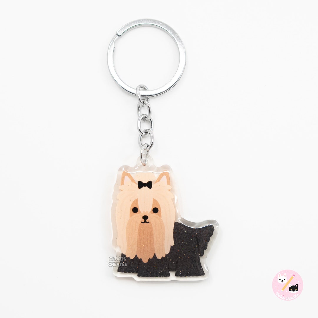 Longhaired Yorkie Yorkshire Terrier Dog Breed Acrylic Keychain ...