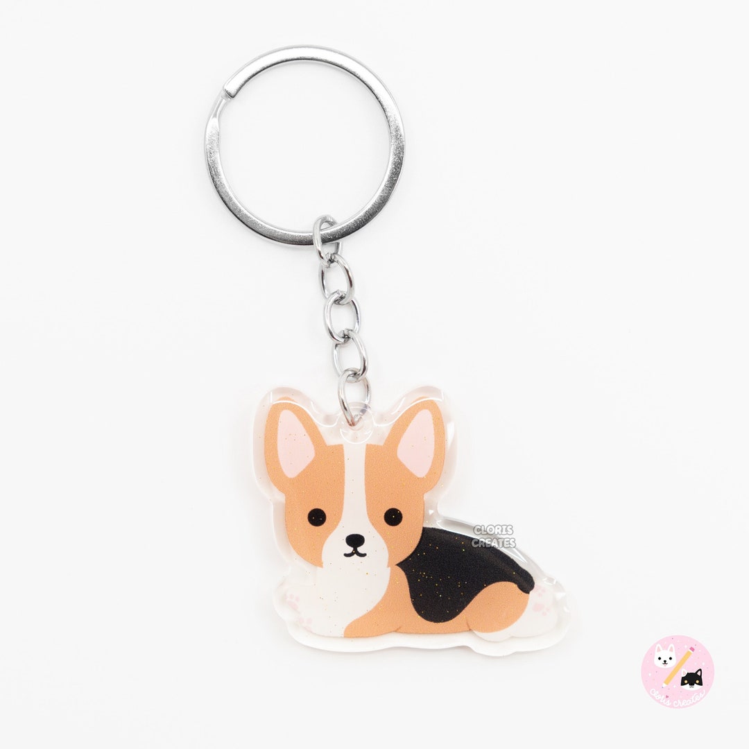Red Tricolor Pembroke Welsh Corgi Acrylic Dog Keychain | Cartoon Kawaii ...