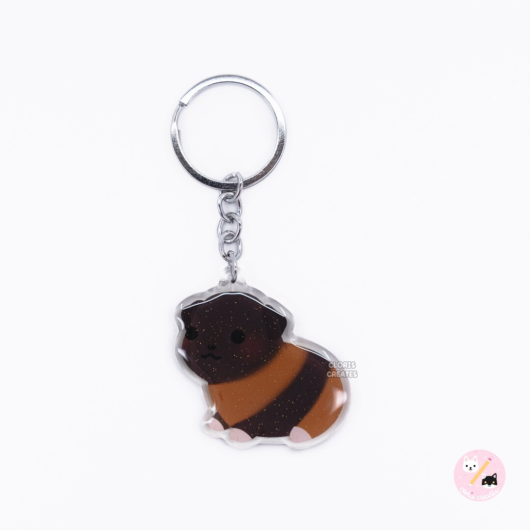 Brindle American Guinea Pig Acrylic Pet Keychain | Cartoon Kawaii Art ...