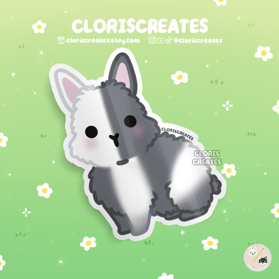 Magpie Lionhead Rabbit Waterproof Vinyl Sticker | Kawaii Chibi Animal ...