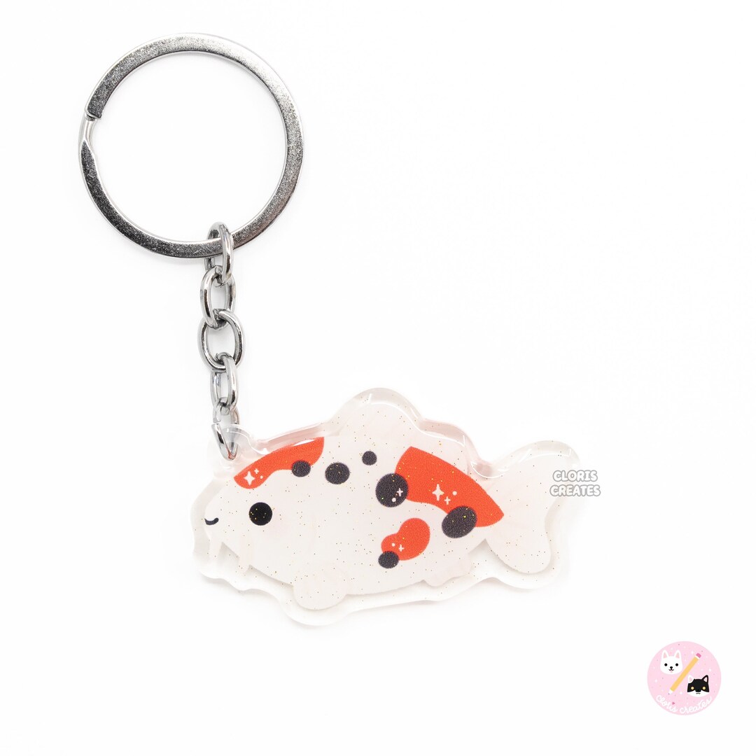 Tricolor Koi Fish Keychain | Cartoon Chibi Aquarium Hobby Art Double ...