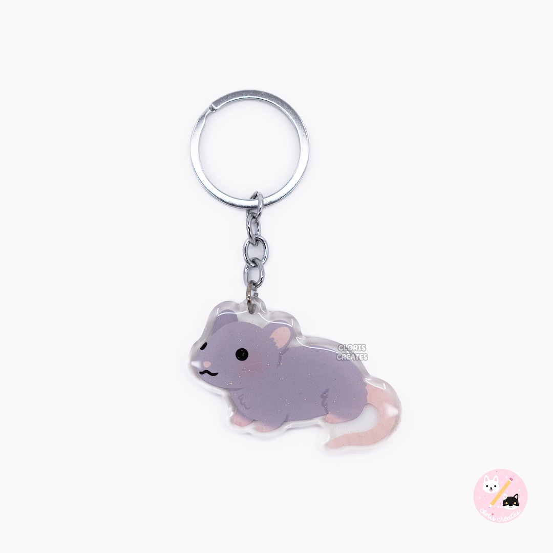 Gray Fancy Rat Acrylic Pet Breed Keychain | Cartoon Kawaii Art Double ...