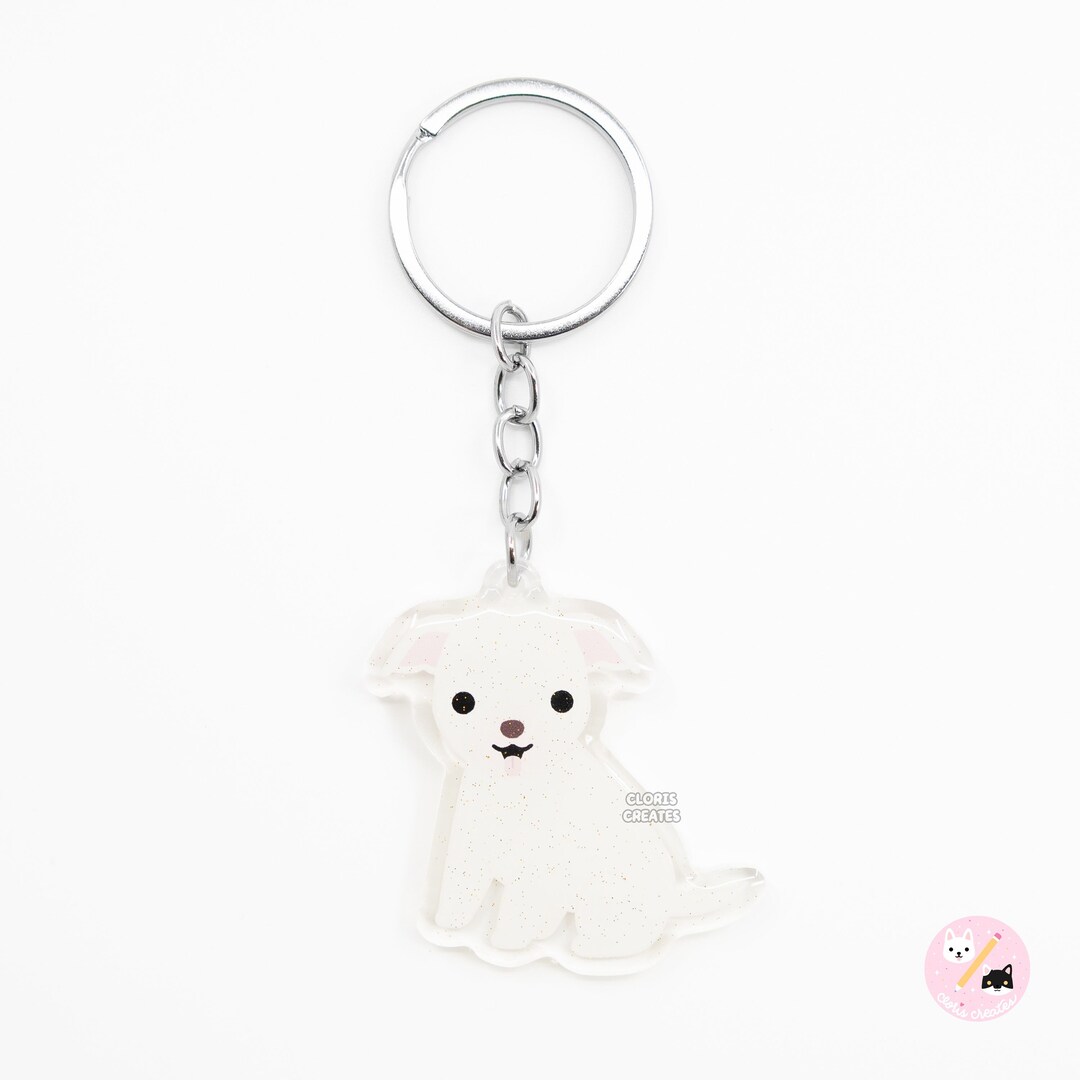 White Pitbull Staffy Staffordshire Bull Terrier Acrylic Dog Keychain ...