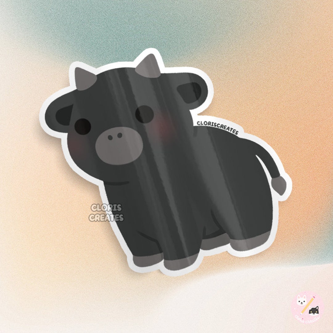 Black Dairy Cow Waterproof Vinyl Sticker Kawaii Chibi - Etsy