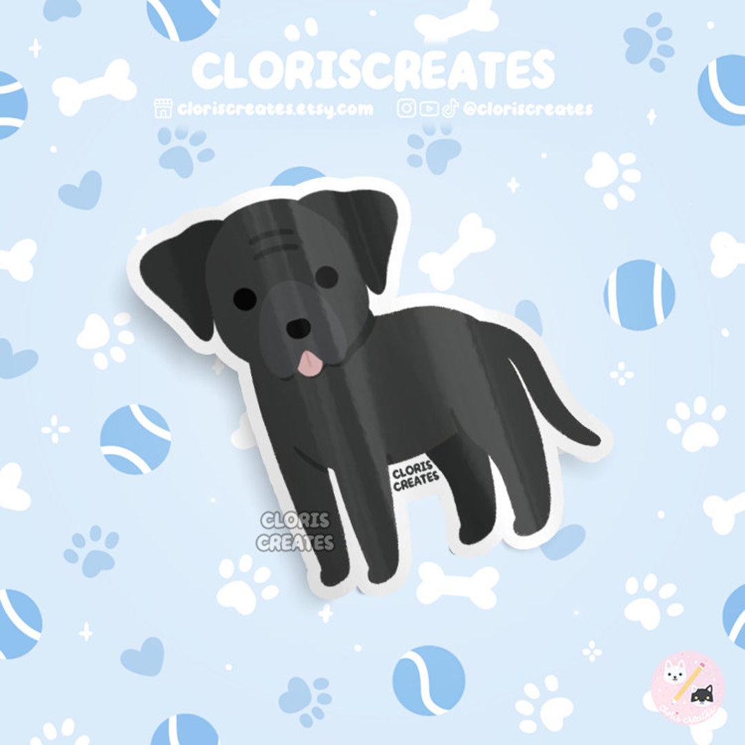 Flopped Black Great Dane Dog Breed Waterproof Vinyl Sticker | Kawaii ...
