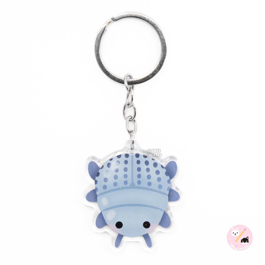 Blue Death Feigning Beetle Insect Bug Keychain | Cartoon Chibi Pet Art ...