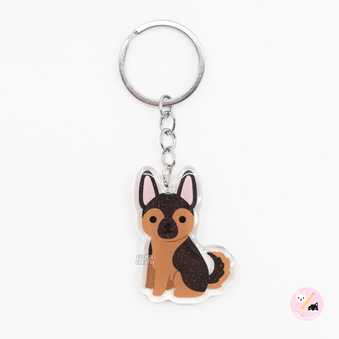 Red German Shepherd Acrylic Dog Breed Keychain | Cartoon Kawaii Art ...