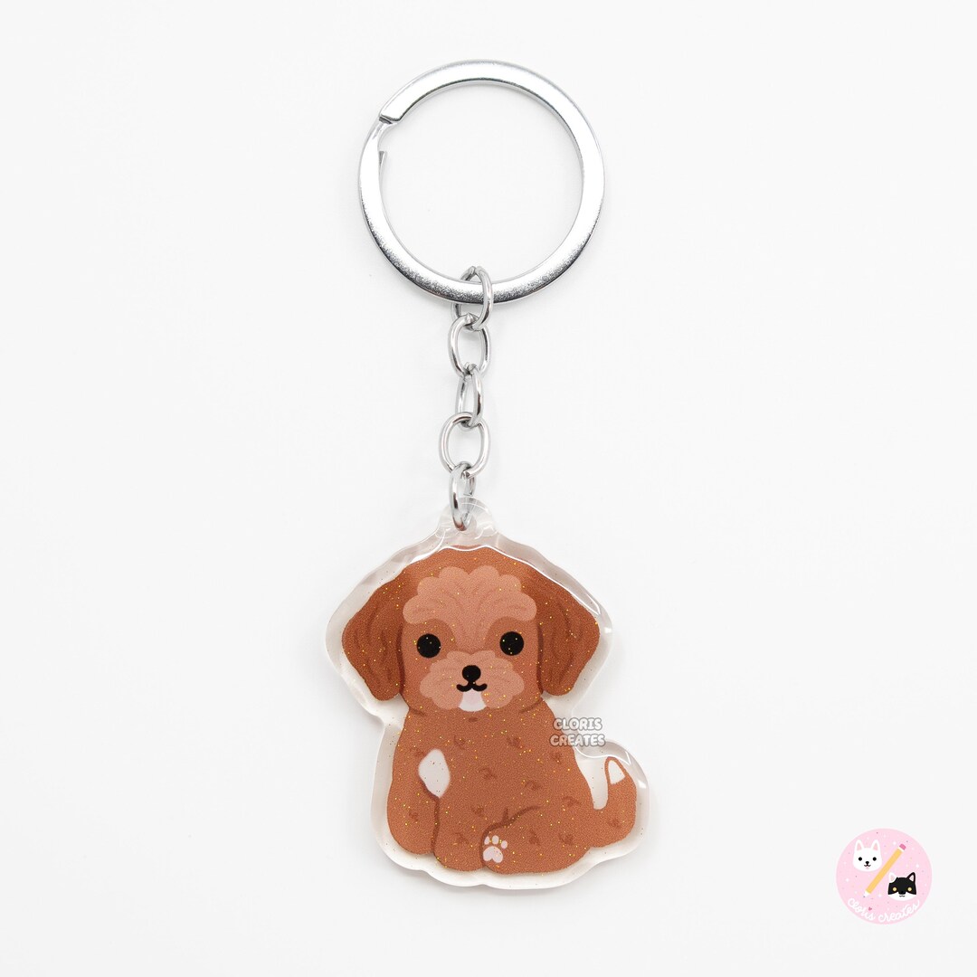 Cavapoo Cavoodle Acrylic Mixed Dog Breed Keychain | Cartoon Kawaii Art ...