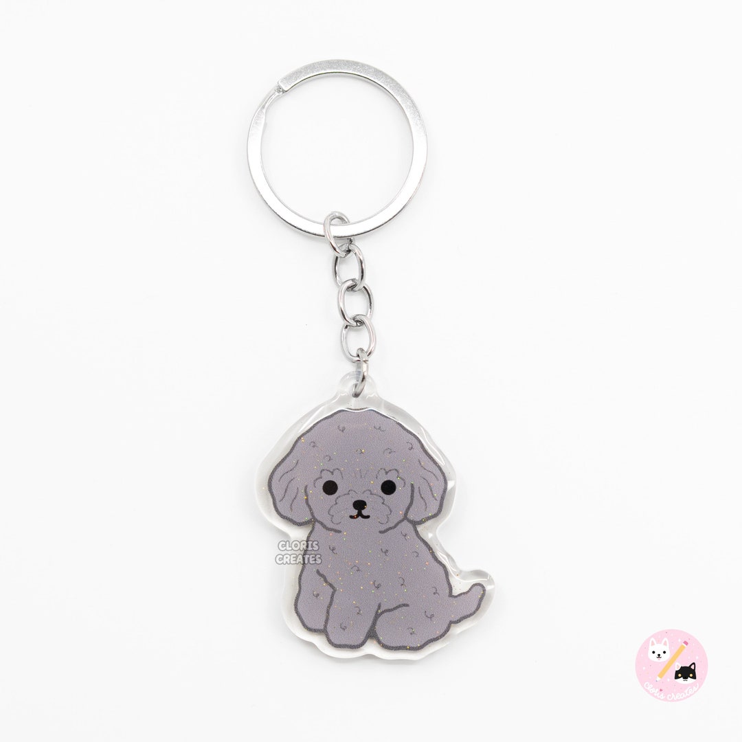 Silver Toy Poodle Dog Breed Acrylic Keychain | Cartoon Kawaii Art Puppy ...