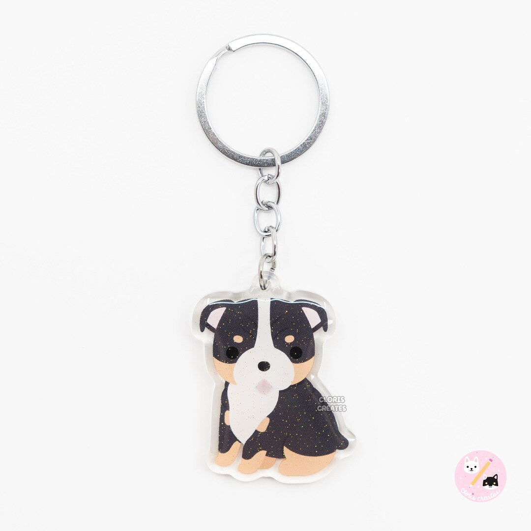 Black Tri English Bulldog Acrylic Dog Breed Keychain | Cartoon Kawaii ...