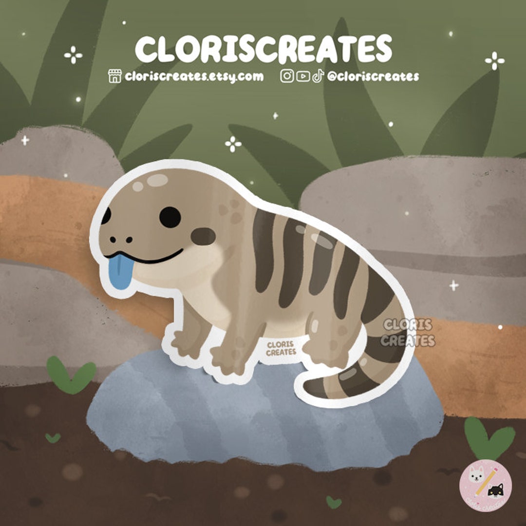 Blue Tongued Skink Lizard Waterproof Vinyl Sticker | Kawaii Chibi ...