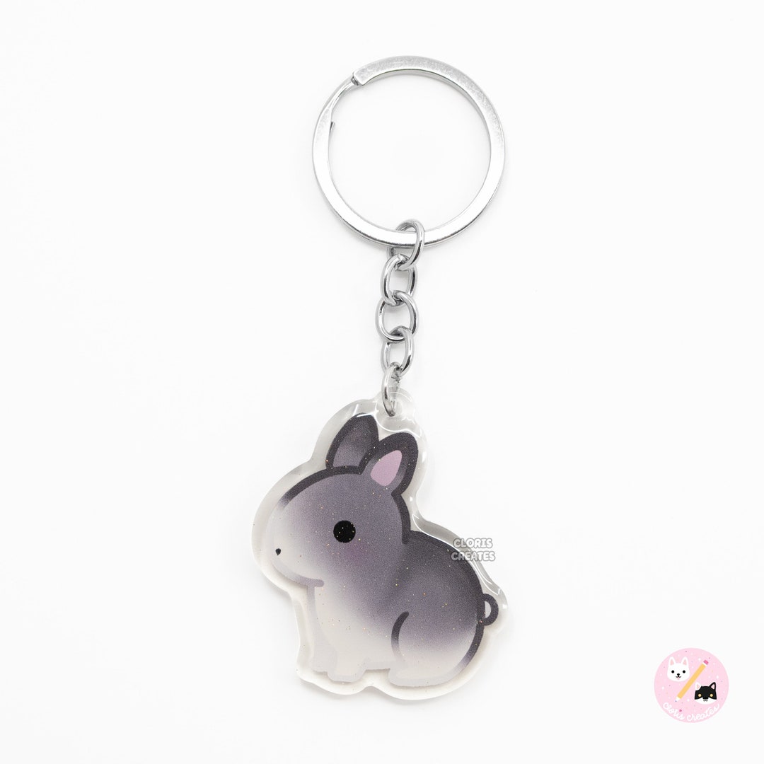 Chinchilla Netherland Dwarf Rabbit Acrylic Pet Keychain | Cartoon ...