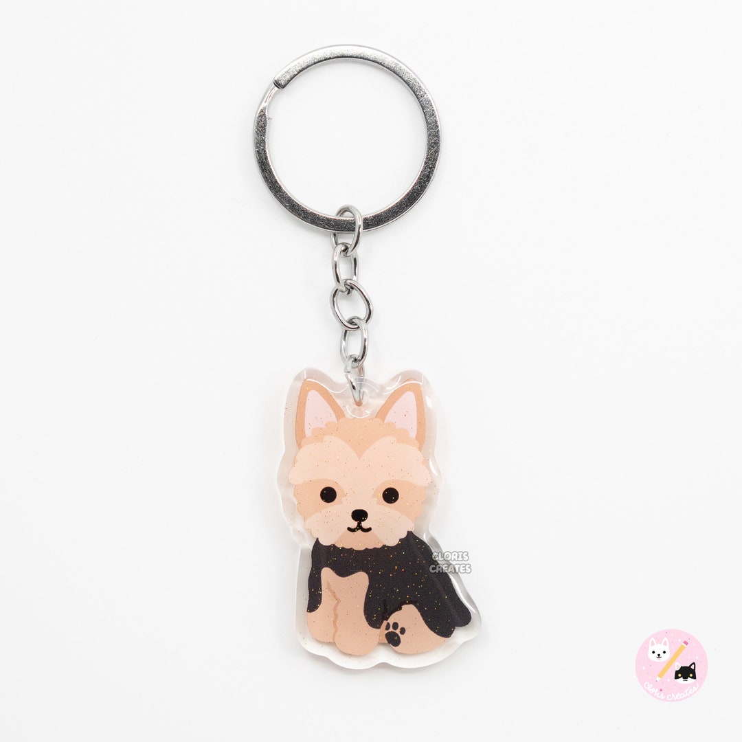 Yorkie Shorthaired Yorkshire Terrier Dog Breed Acrylic Keychain ...