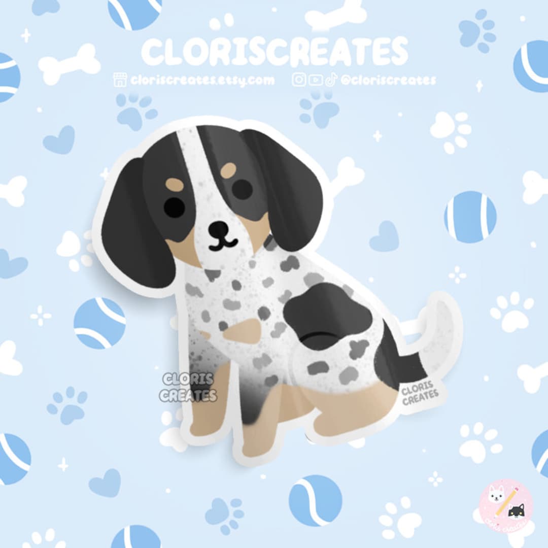 Bluetick Coonhound Dog Breed Waterproof Vinyl Sticker | Kawaii Chibi ...
