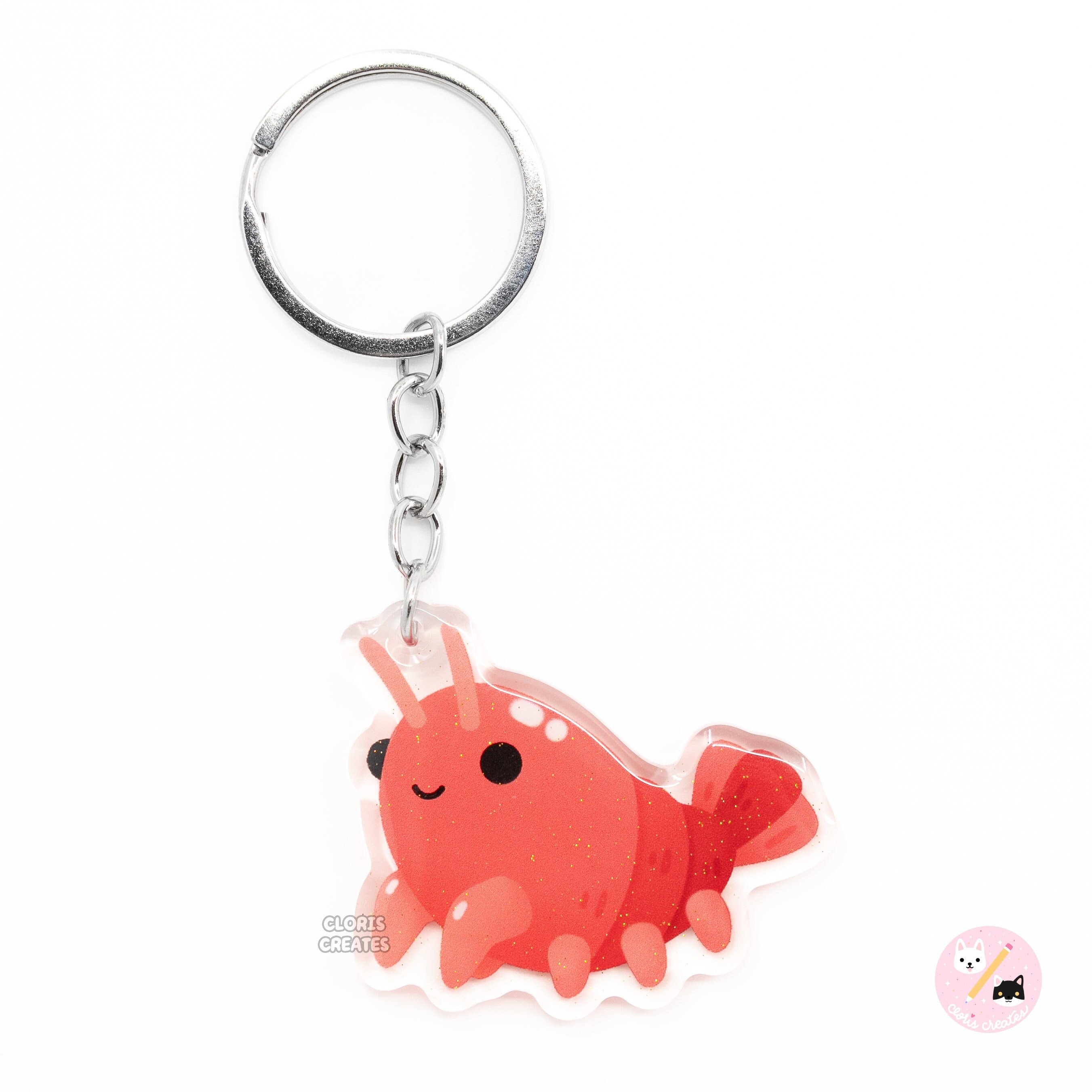 Freshwater Aquarium Shrimp Keychain | Cartoon Exotic Crustacean Pet Art ...