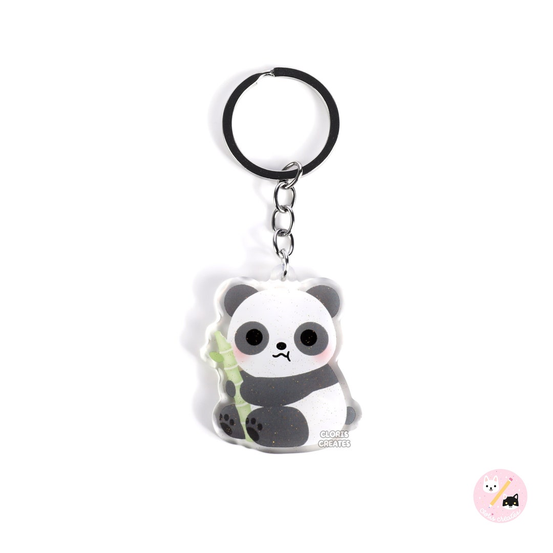 Giant Panda Bear Acrylic Glitter Keychain | Kawaii Chibi Wild Animal ...